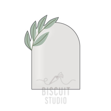 Arch plaque with leaves cutter – biscuit studio