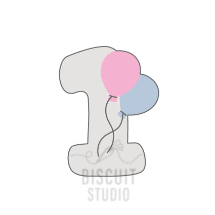 Balloon number 1 cookie cutter – biscuit studio