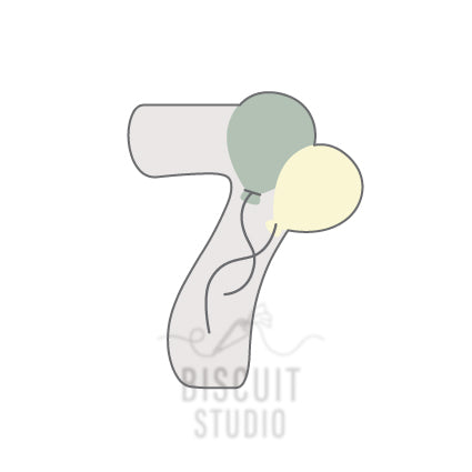 Balloon number 7 cookie cutter – biscuit studio