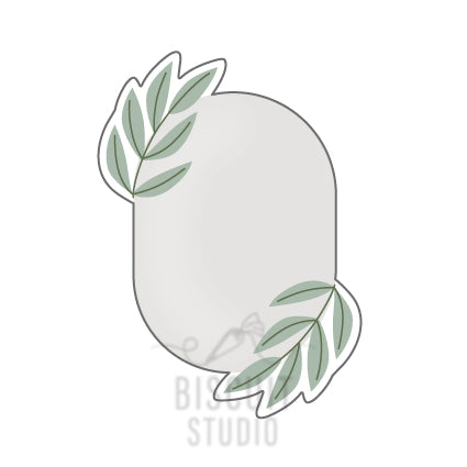 Oval plaque with leaves cutter – biscuit studio