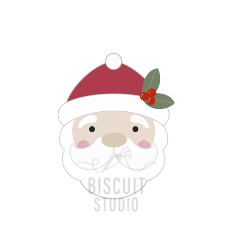 Biscuit Studio | Father Christmas face with holly cookie Cutter ...