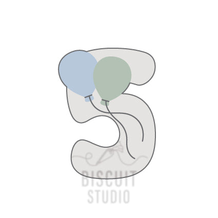 Balloon number 5 cookie cutter – biscuit studio