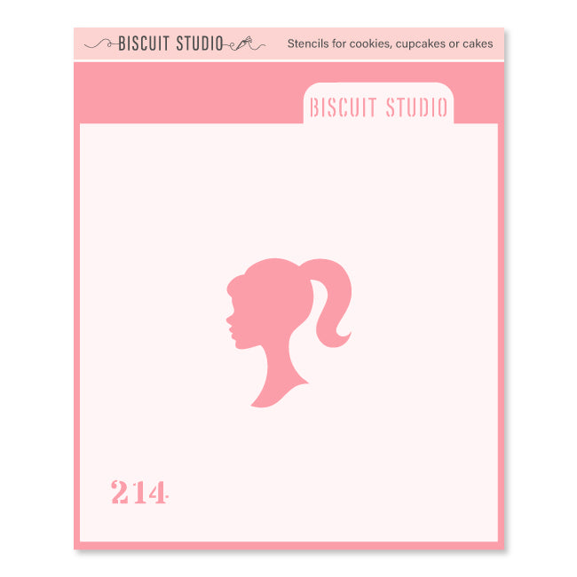 Glamour girl head cookie stencil – biscuit studio