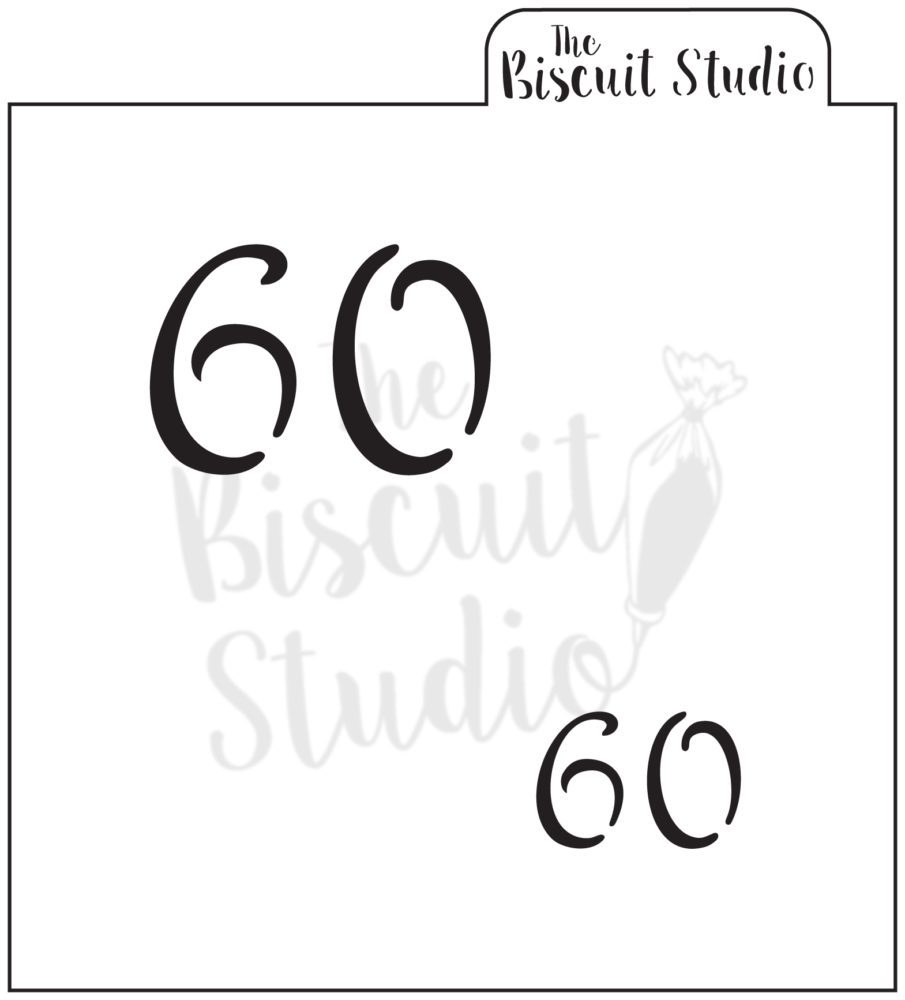 Sixty / 60 cookie stencil – biscuit studio